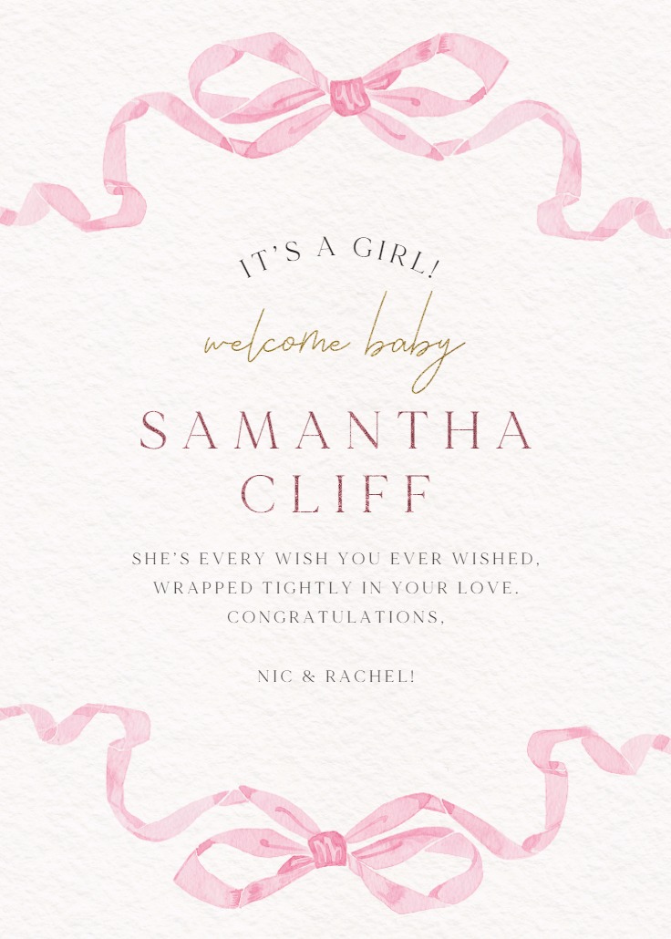 Lovely Ribbon - Baby Shower & New Baby Card | Greetings Island