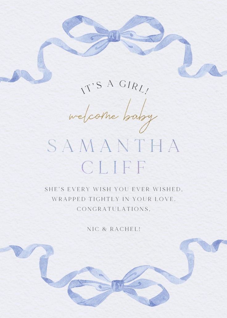 Lovely Ribbon - Baby Shower & New Baby Card | Greetings Island