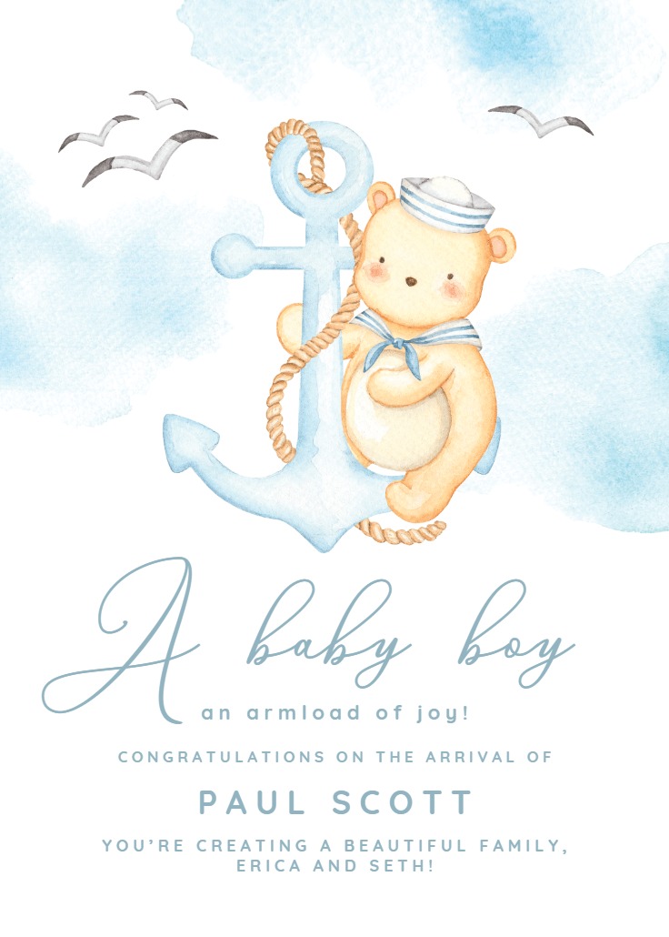 Sailoring - Baby Shower & New Baby Card | Greetings Island