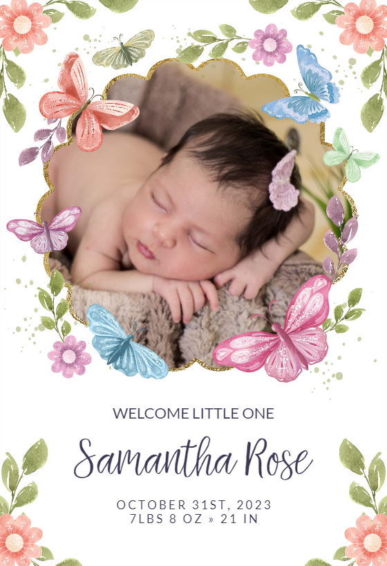 Spring Butterflies Photo - Baby Shower & New Baby Card | Greetings Island