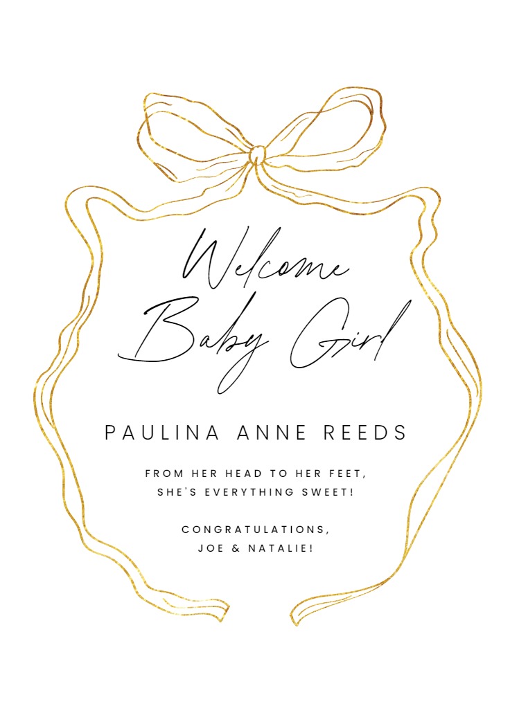 Sweet Ribbon - Baby Shower & New Baby Card | Greetings Island