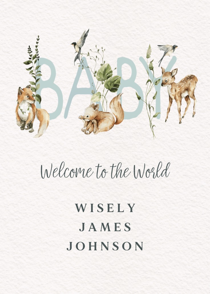 Woodland Whimsy - Baby Shower & New Baby Card (Free) | Greetings Island