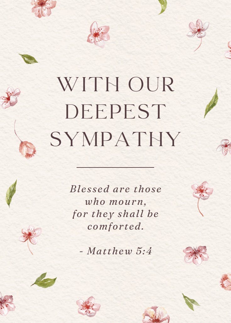 Cherry Blossoms Sympathy And Condolences Card Greetings Island