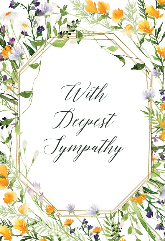 Meadow Flowers Golden Frame - Sympathy & Condolences Card | Greetings ...