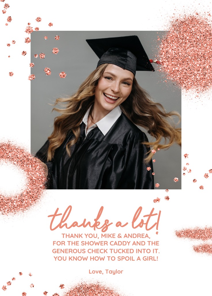 Pink Glitter - Graduation Thank You Card | Greetings Island