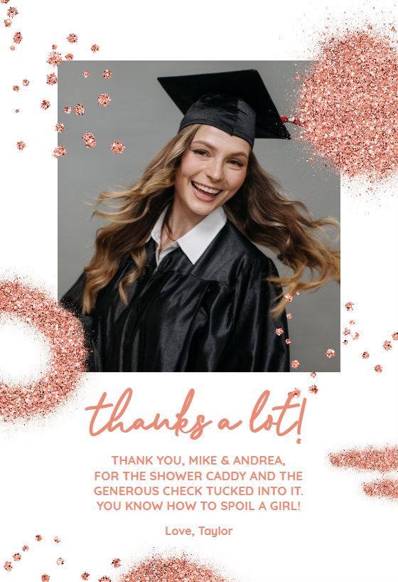 Pink Glitter - Graduation Thank You Card | Greetings Island