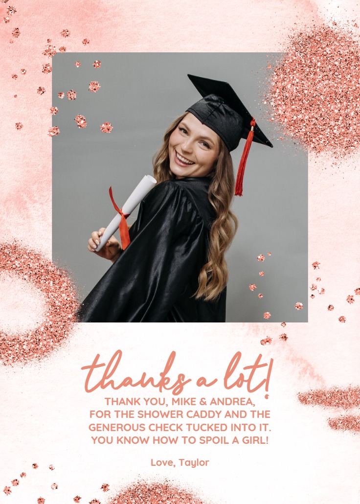 Pink Glitter - Graduation Thank You Card | Greetings Island