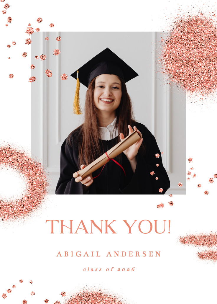 Pink Glitter Shapes - Graduation Thank You Card | Greetings Island