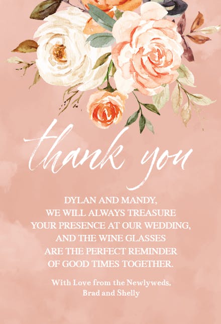 Cabbage Roses Spray - Thank You Card Template | Greetings Island