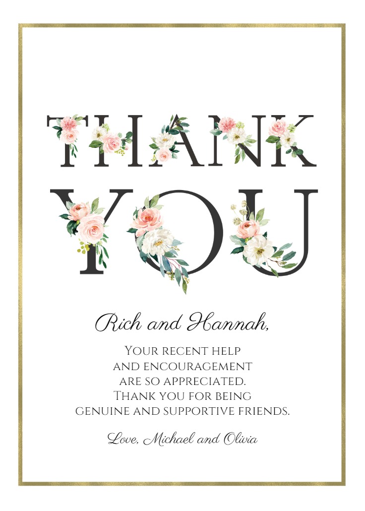 Floral Font - Thank You Card | Greetings Island