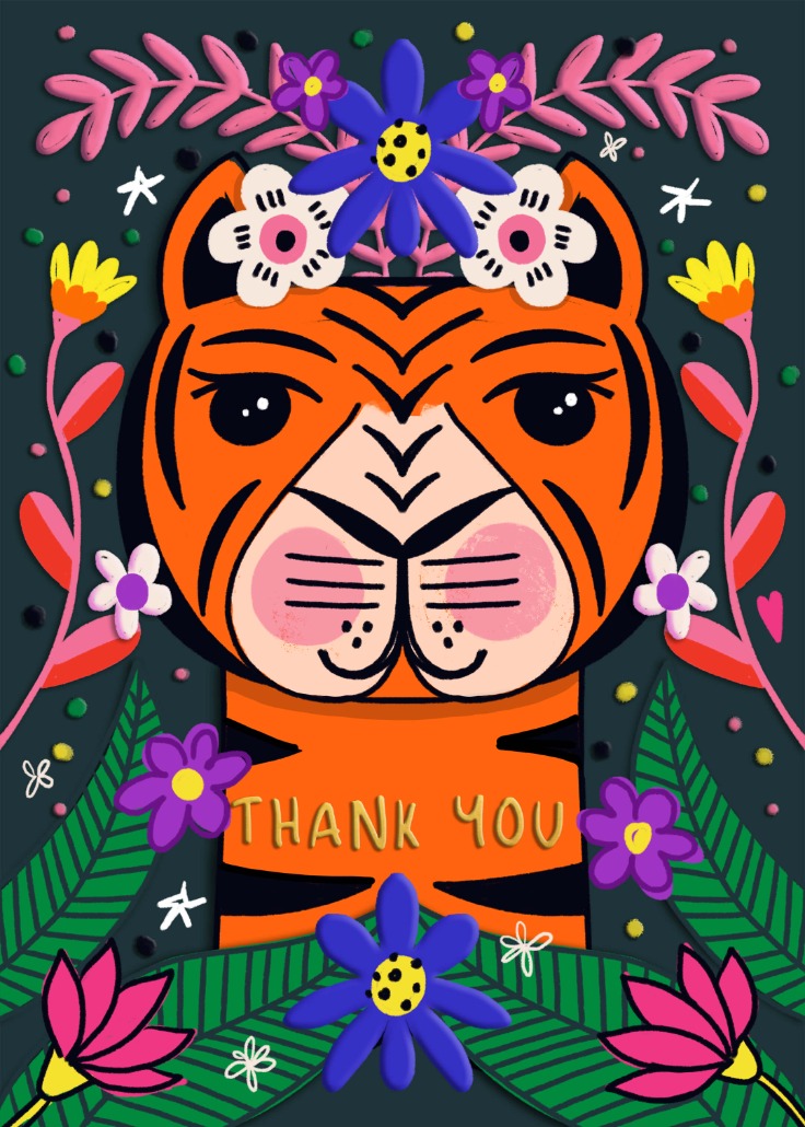 Floral tiger - Thank You Card | Greetings Island