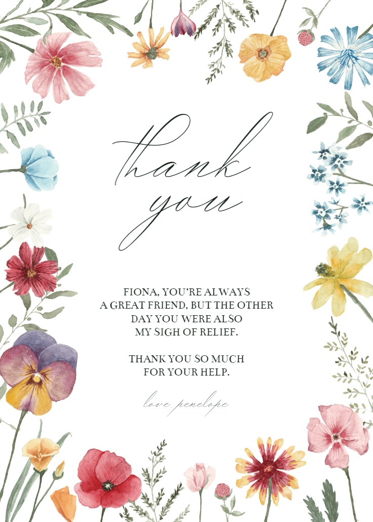 Fresh Meadow Flowers - Thank You Card | Greetings Island