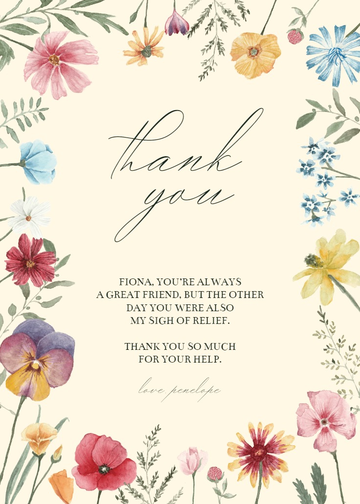 Fresh Meadow Flowers - Thank You Card | Greetings Island