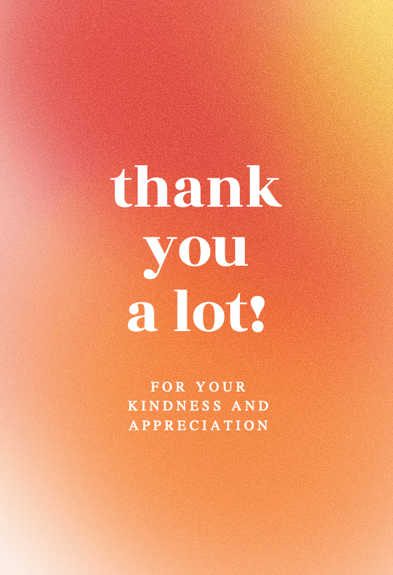 Gradient Color Celebration - Thank You Card Template (Free) | Greetings ...
