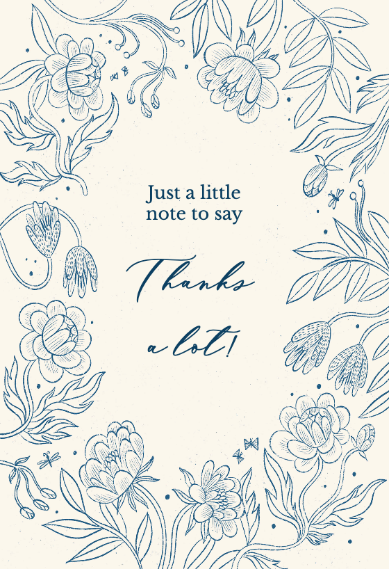 Line Drawn Floral - Thank You Card Template | Greetings Island