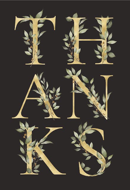 Natural And Gold - Thank You Card Template (Free) | Greetings Island