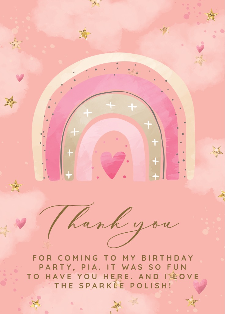 Pink rainbow heart - Thank You Card | Greetings Island