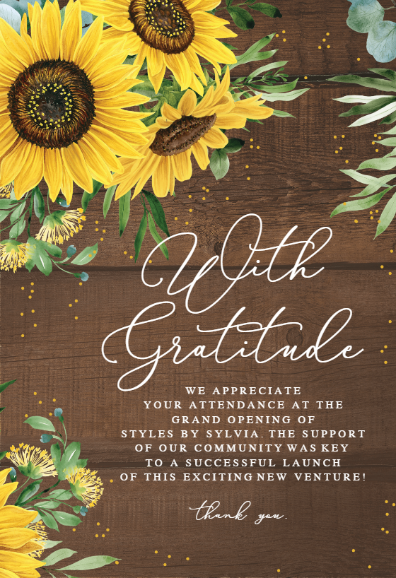 Rustic Sunflowers Corner - Thank You Card | Greetings Island