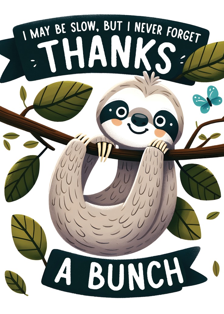 Slow Sloth - Thank You Card | Greetings Island