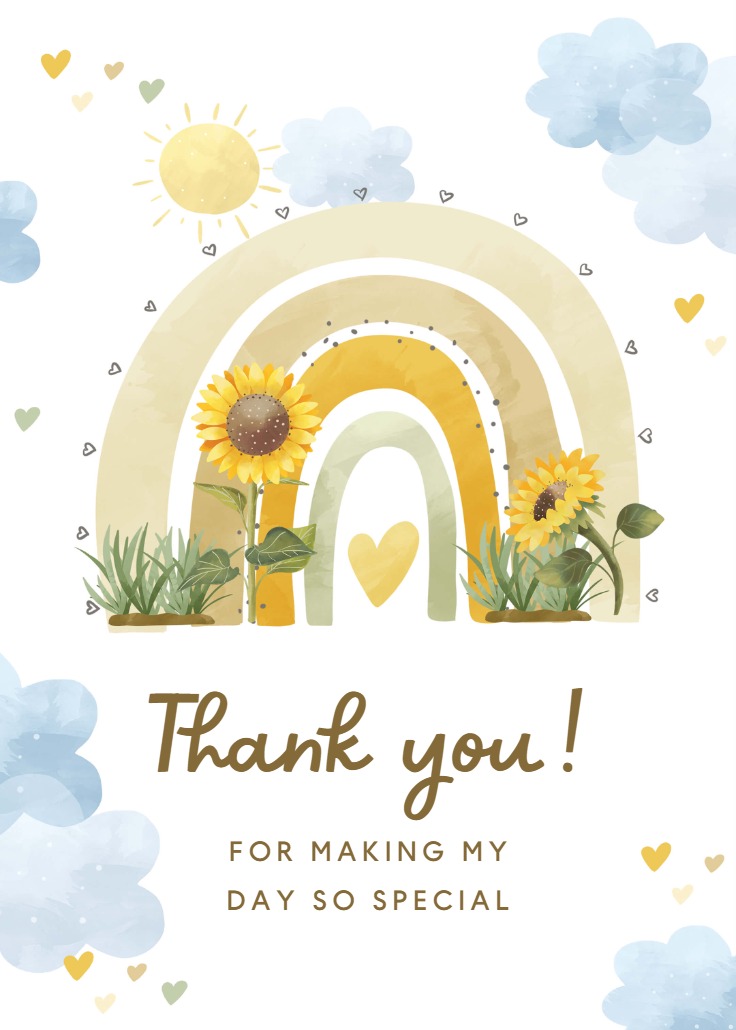 Sunflower rainbow - Thank You Card | Greetings Island