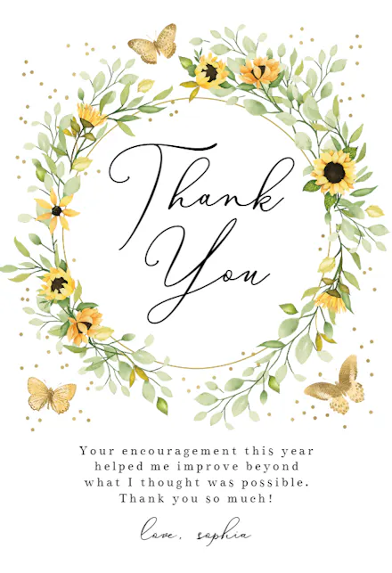 Fresh Spring Wreath - Thank You Card Template | Greetings Island