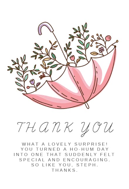 Umbrella Springtime - Thank You Card Template (Free) | Greetings Island
