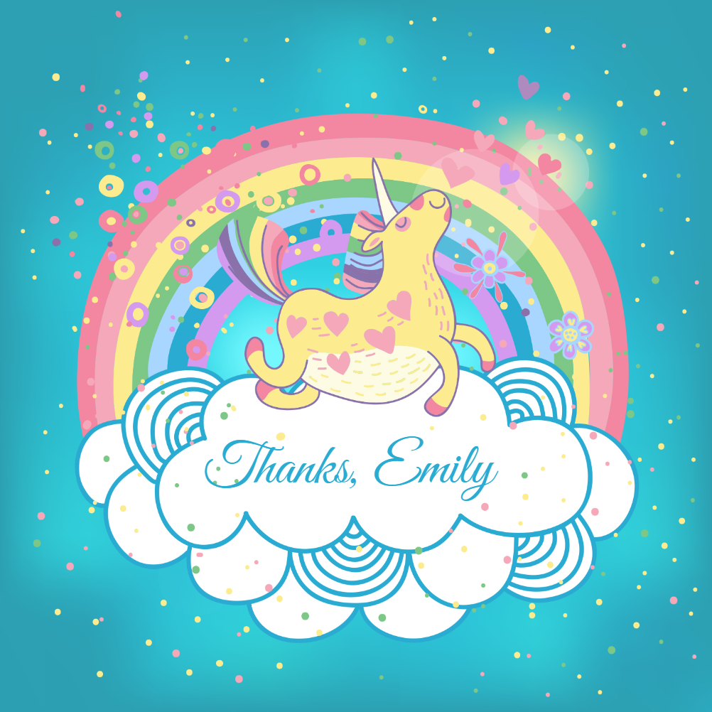 Friendly Unicorn - Tarjeta De Agradecimiento Gratis | Greetings Island