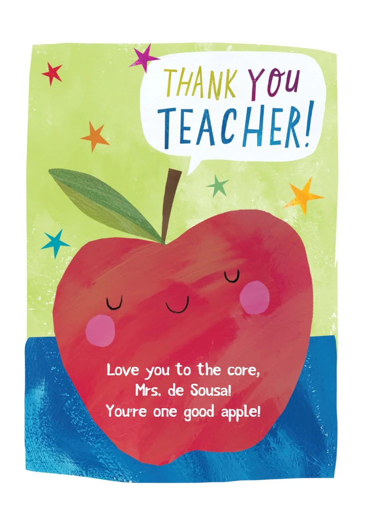 Apple a Day - Thank You Card For Teacher (Free) | Greetings Island