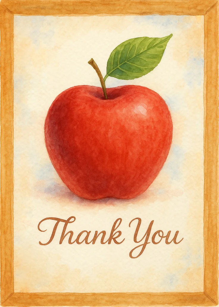 Appreciation Apple - Thank You Card For Teacher (Free) | Greetings Island
