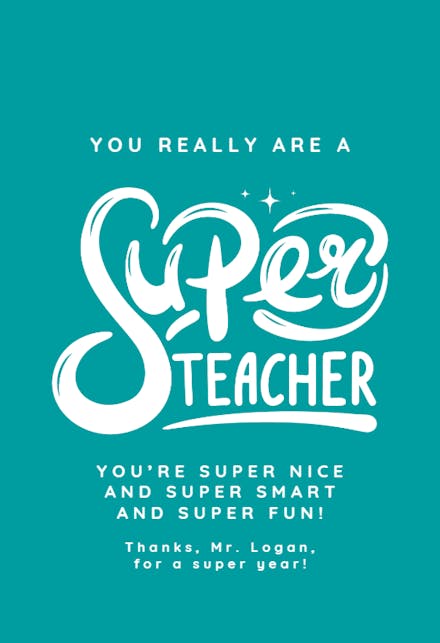 Super Fancy Fonts - Thank You Card For Teacher (Free) | Greetings Island