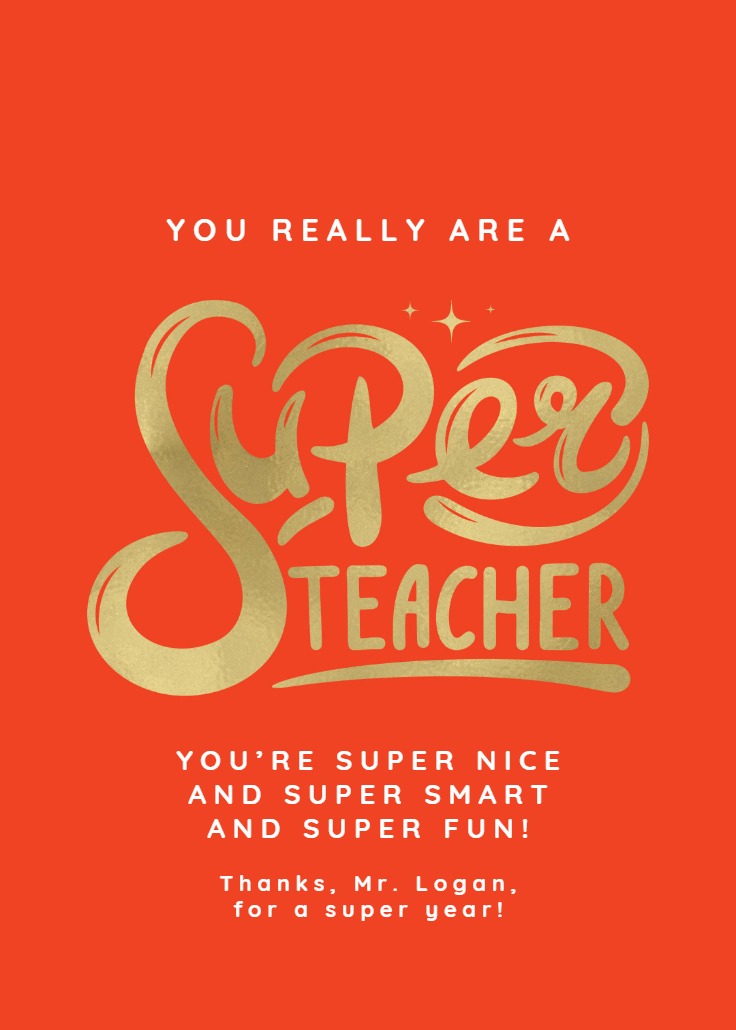 Super Fancy Fonts - Thank You Card For Teacher (Free) | Greetings Island