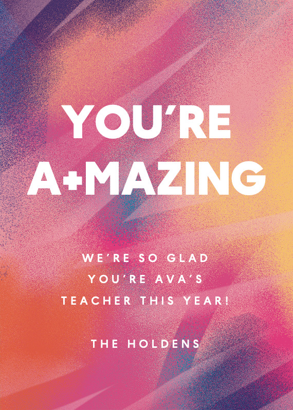 You're A+mazing - Thank You Card For Teacher (Free) | Greetings Island