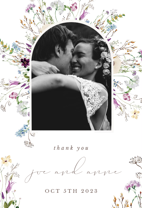 Dainty Wild Floral - Wedding Thank You Card | Greetings Island