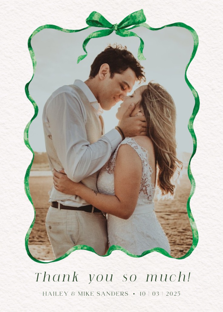 Ruby Ribbon - Wedding Thank You Card | Greetings Island