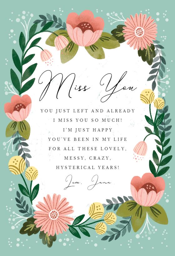 Embellished Heart - Miss You Card (Free) | Greetings Island