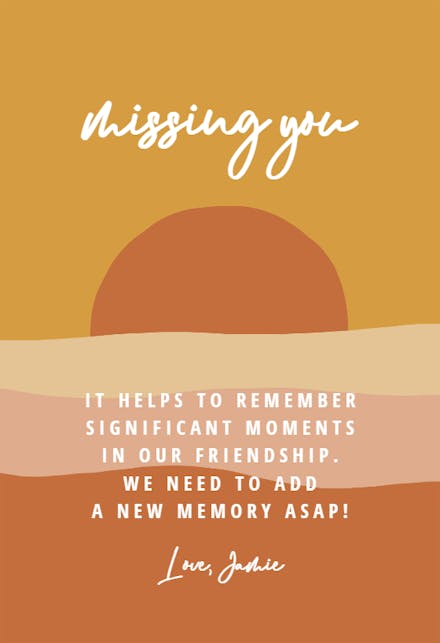Rising & Setting - Miss You Card (Free) | Greetings Island