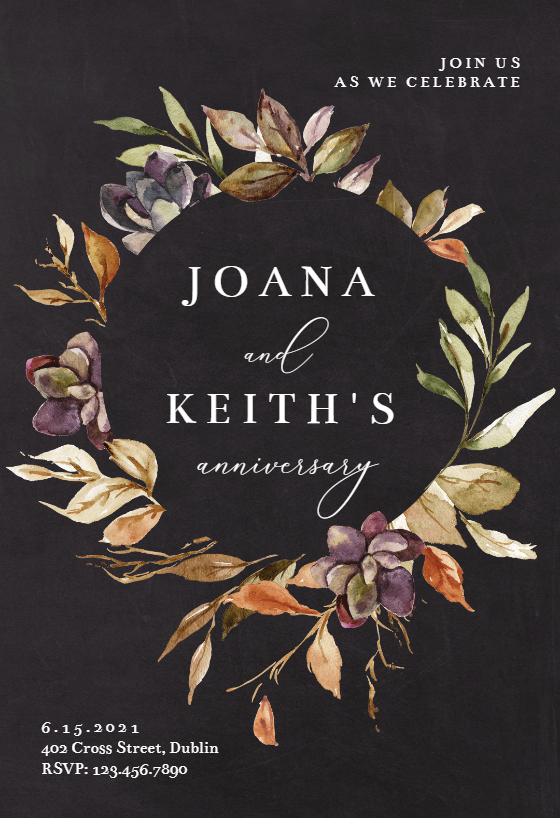 Autumn frame - Anniversary Invitation Template (Free) | Greetings Island