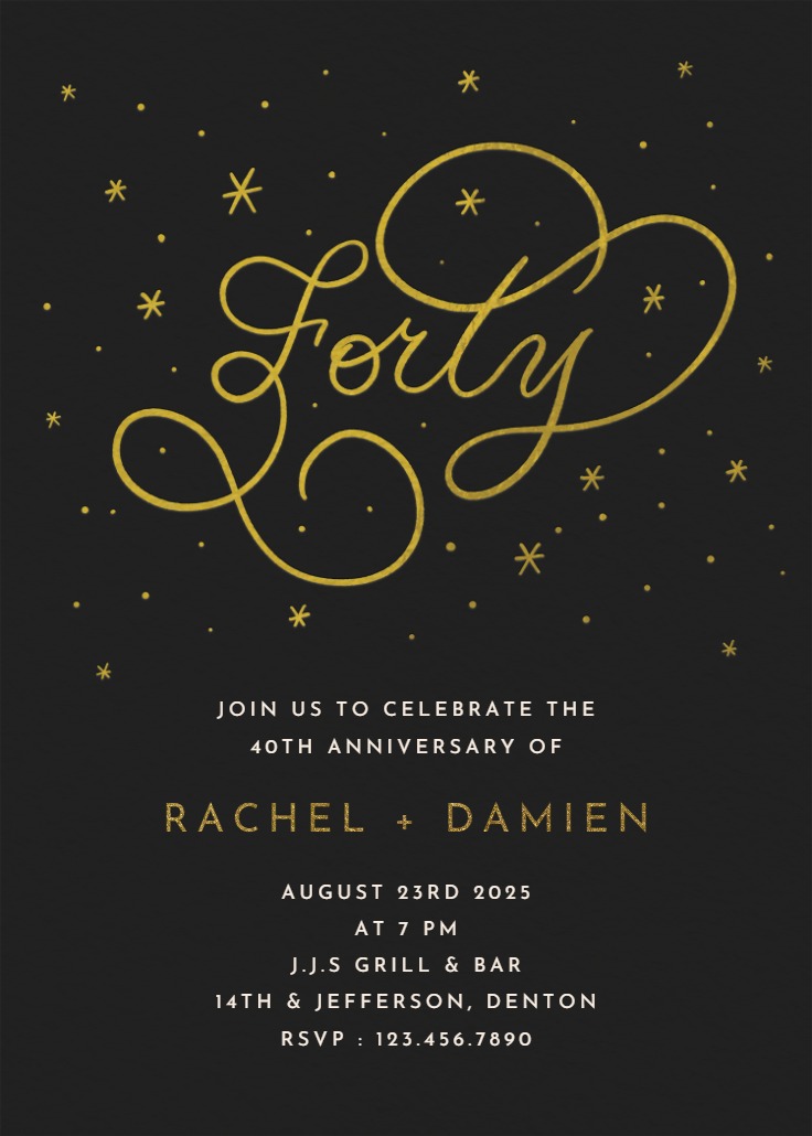 Decades 40 - Anniversary Invitation Template | Greetings Island