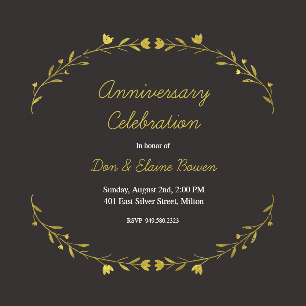 Floral Embrace - Anniversary Invitation Template (Free) | Greetings Island