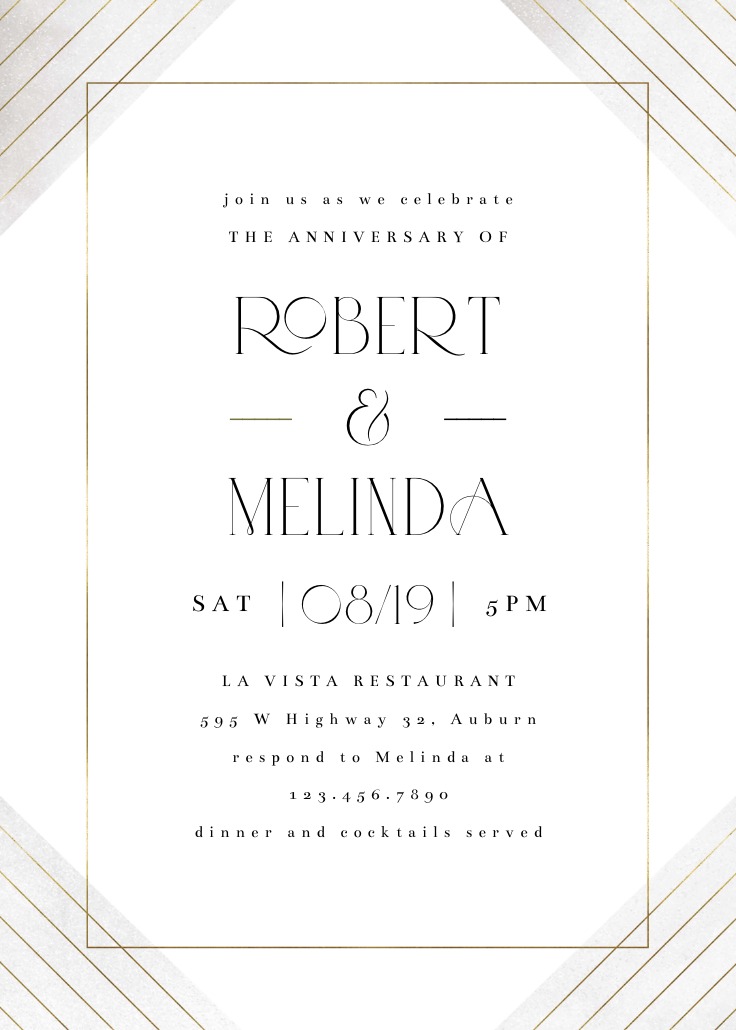 Frame & lines - Anniversary Invitation Template | Greetings Island