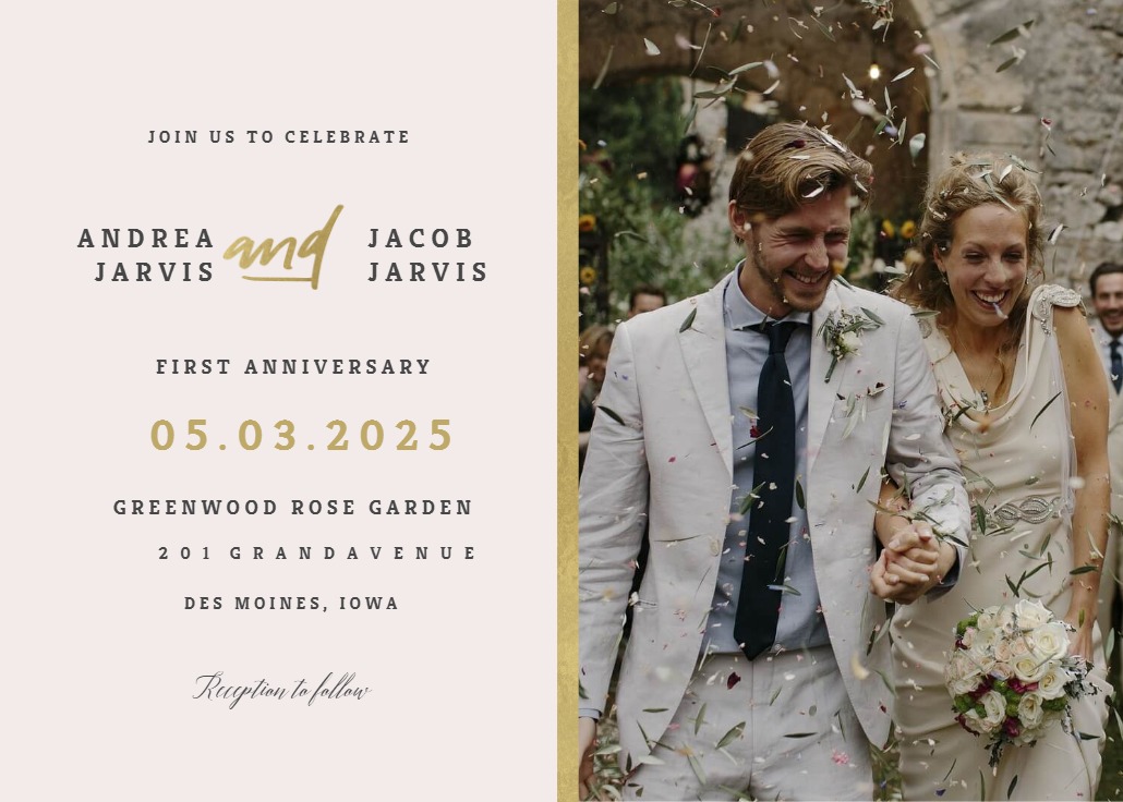 Golden line - Anniversary Invitation Template | Greetings Island