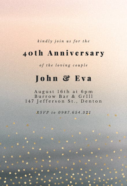 Gradient And Sparkles - Anniversary Invitation Template | Greetings Island