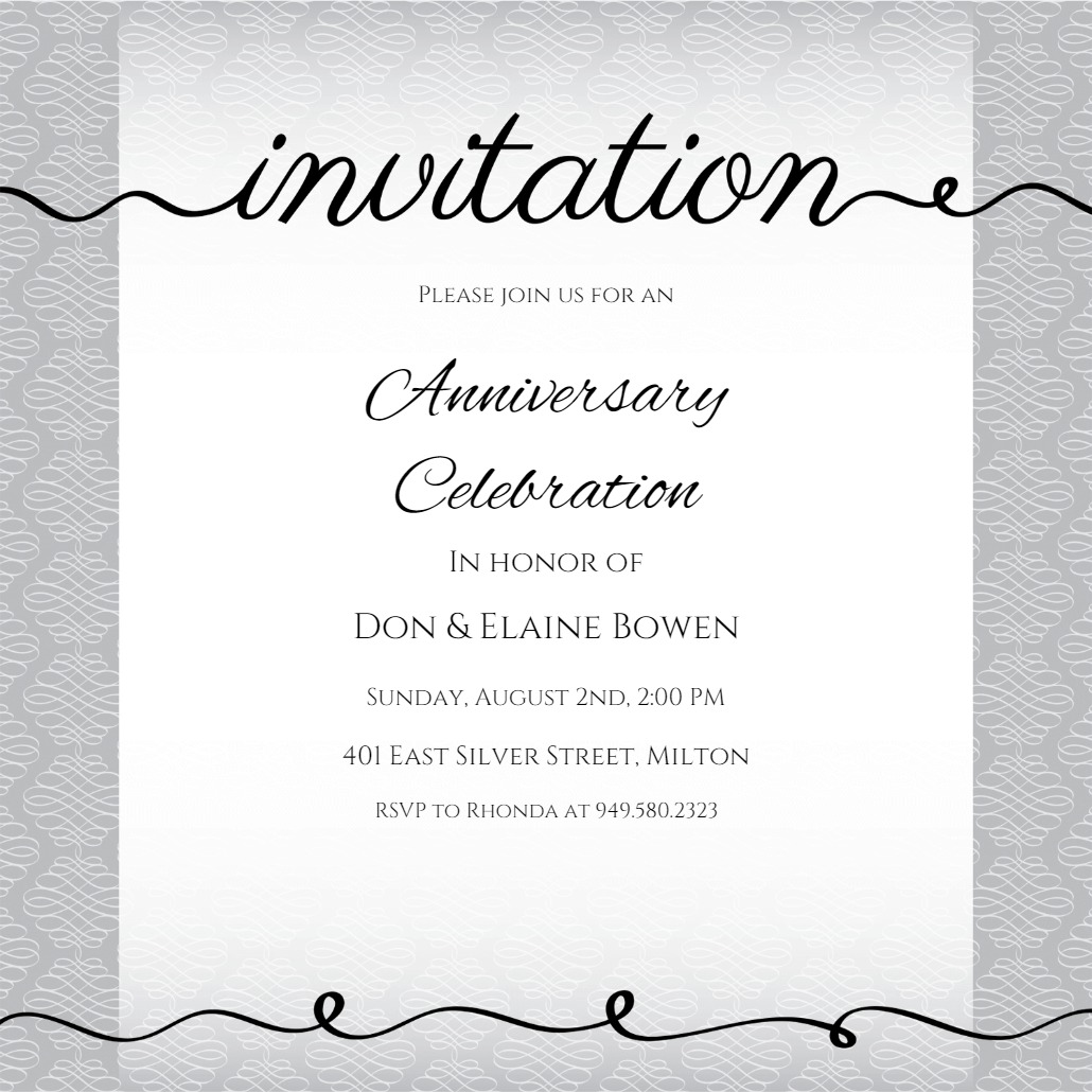 Infinity Cursive - Anniversary Invitation Template (Free) | Greetings ...