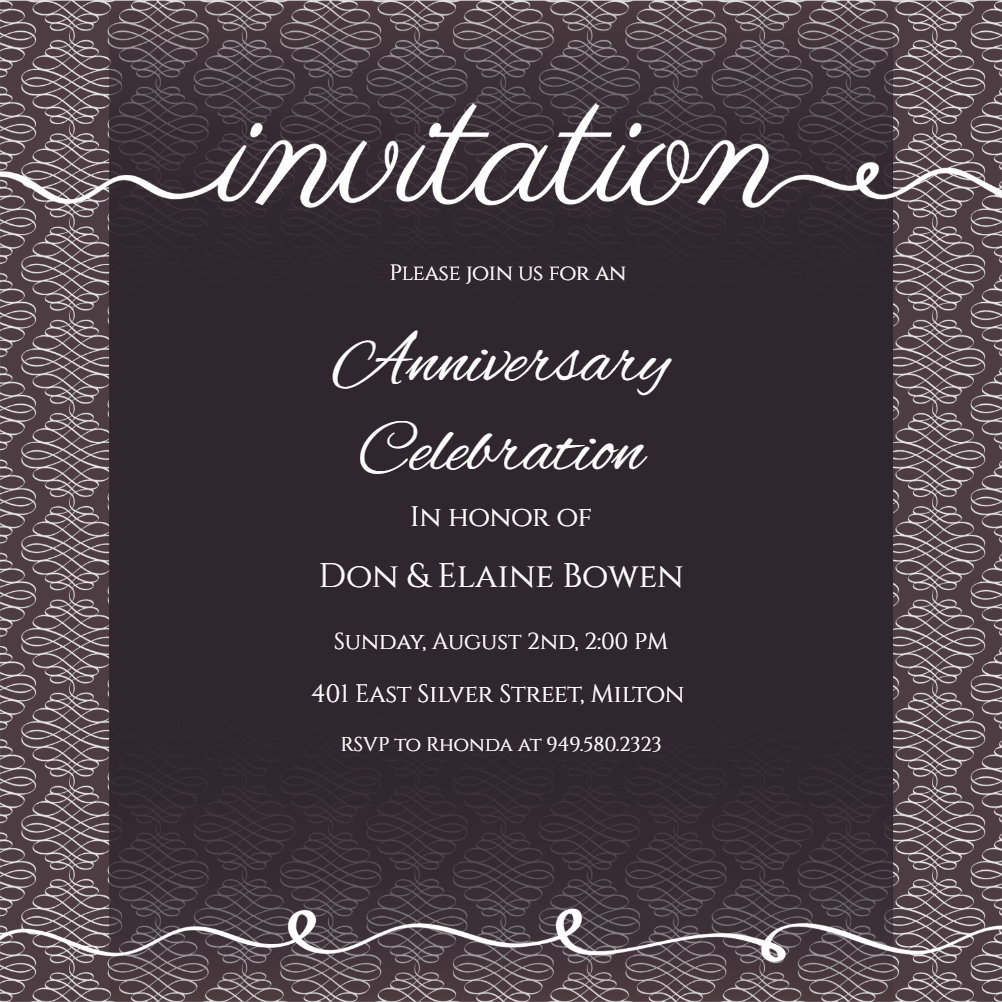 Infinity Cursive - Anniversary Invitation Template (Free) | Greetings ...