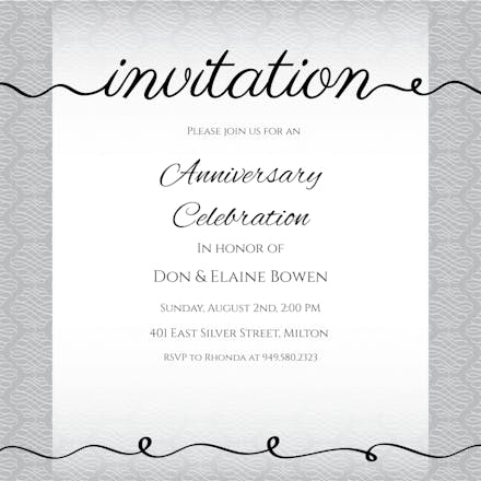 Infinity Cursive - Anniversary Invitation Template (Free) | Greetings ...