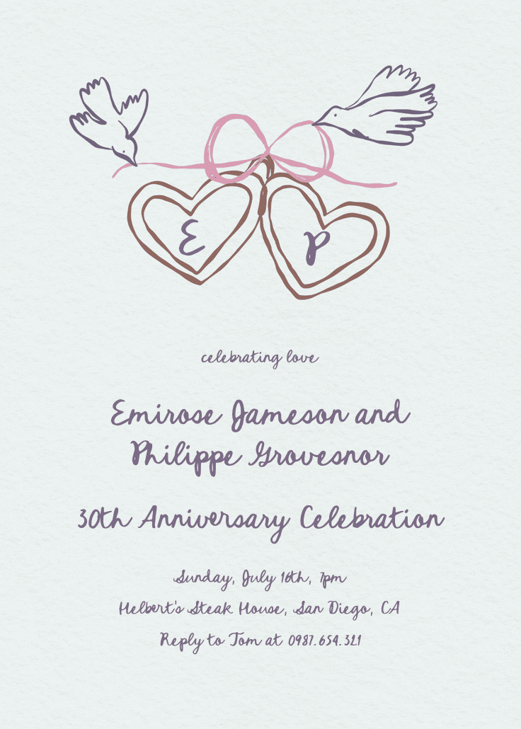Locket Initials - Anniversary Invitation Template (Free) | Greetings Island
