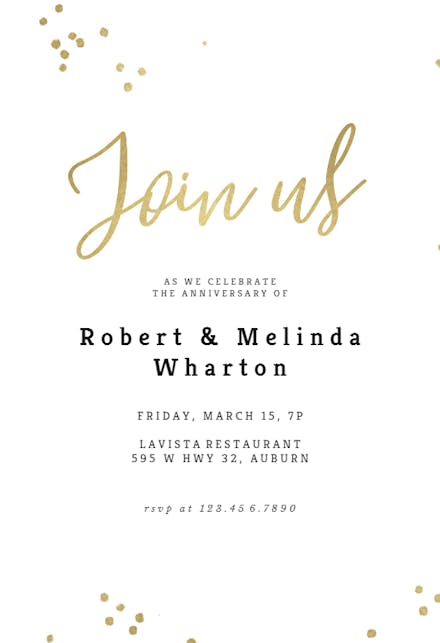 Minimal Confetti - Anniversary Invitation Template (Free) | Greetings ...