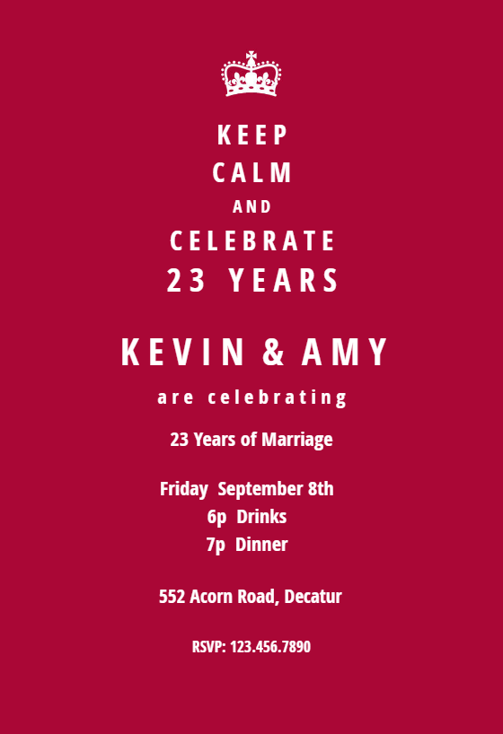 Plus One - Anniversary Invitation Template (Free) | Greetings Island