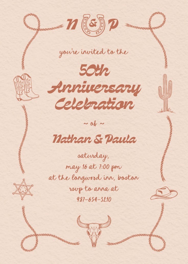 Retro Ranch - Anniversary Invitation Template (Free) | Greetings Island