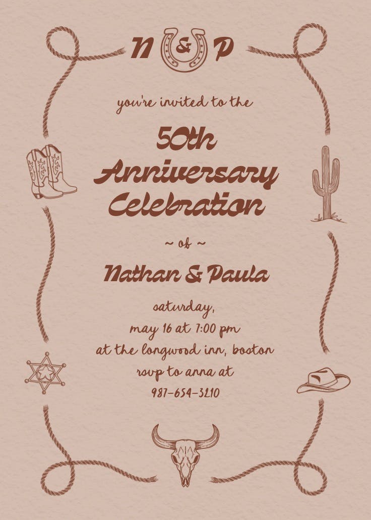 Retro Ranch - Anniversary Invitation Template (Free) | Greetings Island